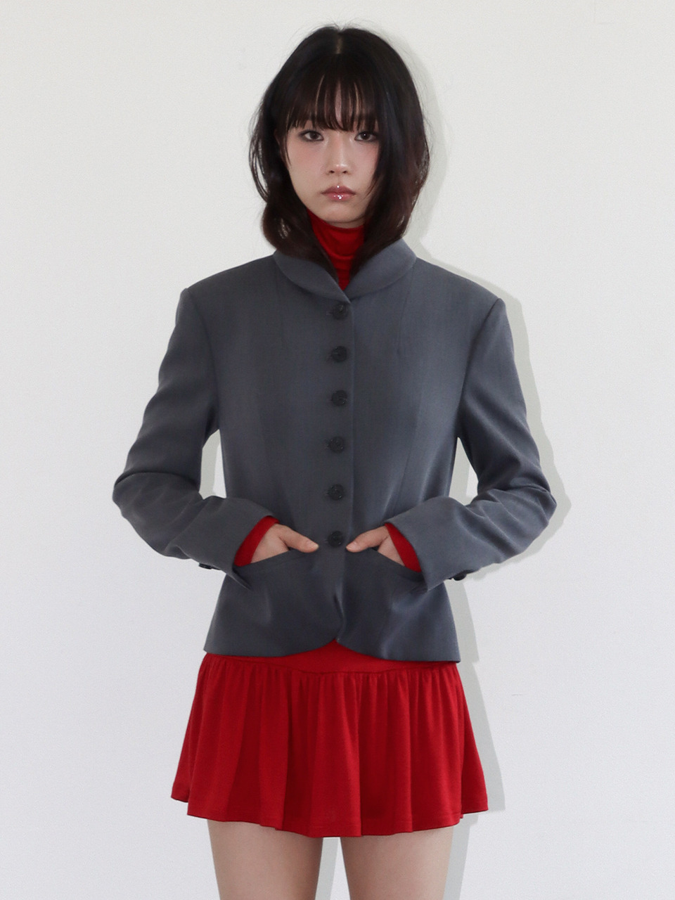 CLASSIC ROUND JACKET (GREY) - 하고(hago) - 하고