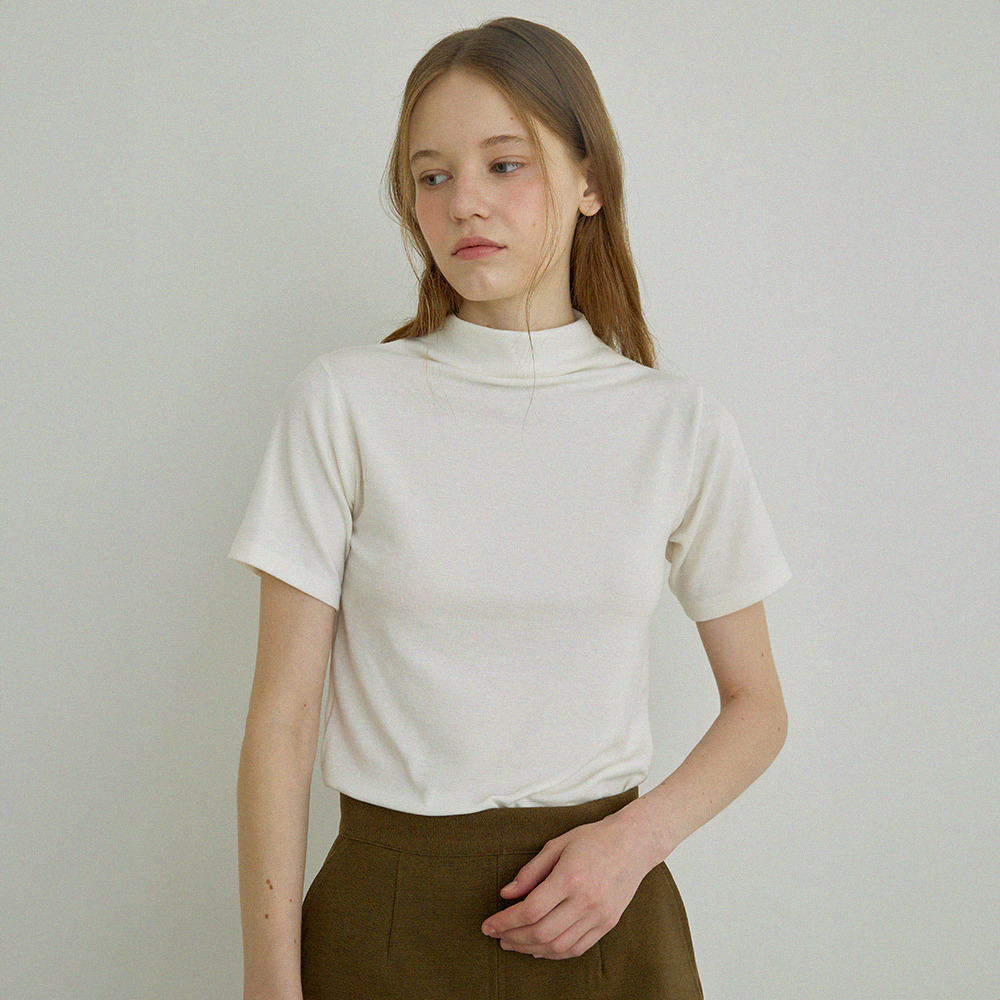 Essential wool Half neck T-shirt (Cream) - HAGO(하고)