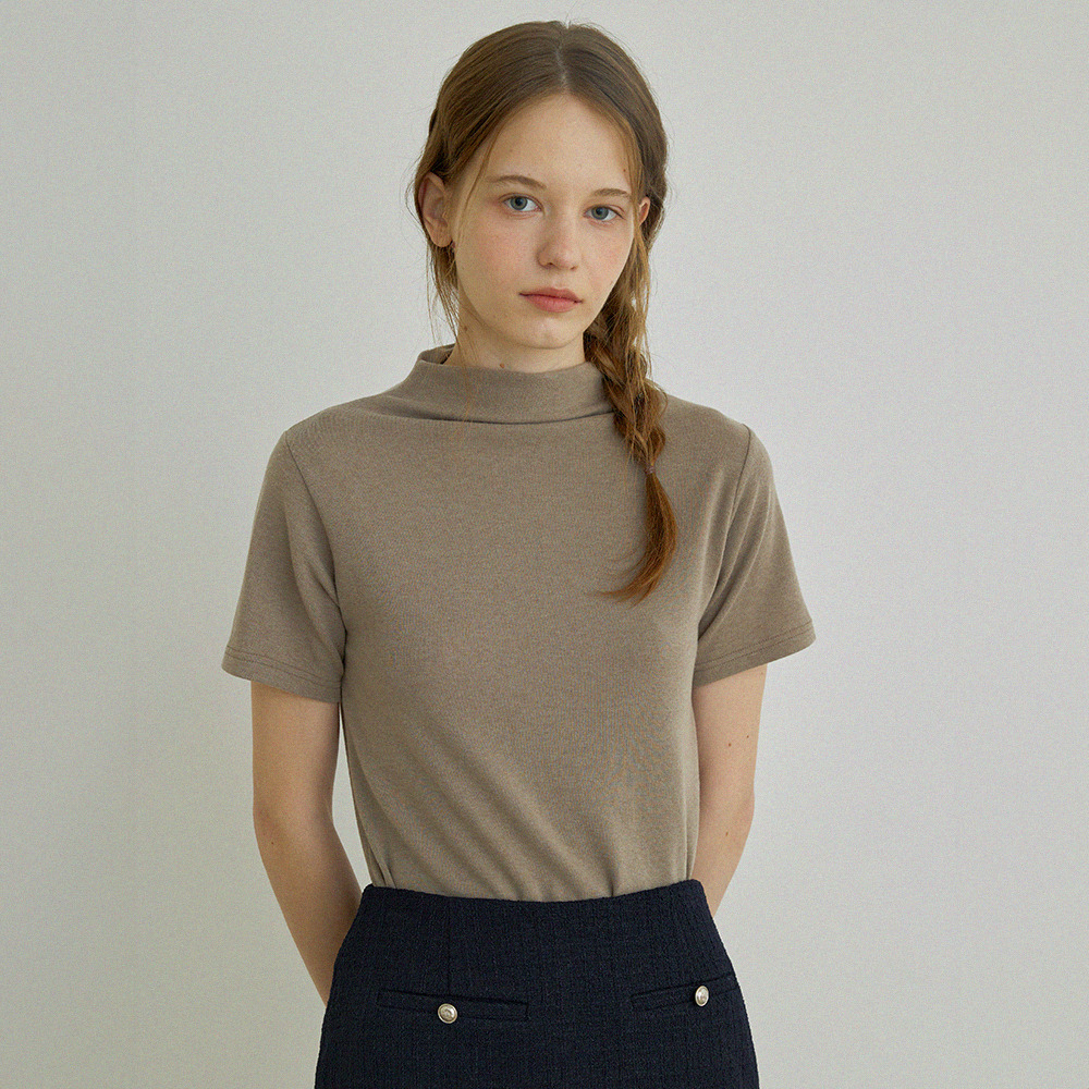 Essential wool Half neck T-shirt (Mocha) - HAGO(하고)