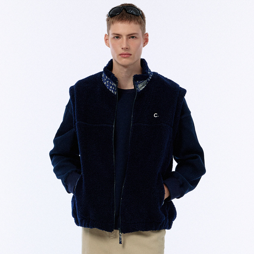 [24FW clove] Point Fleece Vest (Navy) - HAGO(하고)