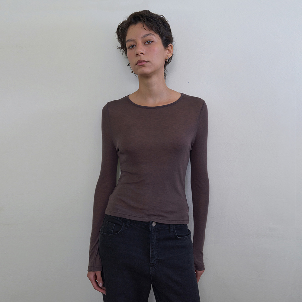 Basic Long Sleeve Top_Brown - HAGO(하고)