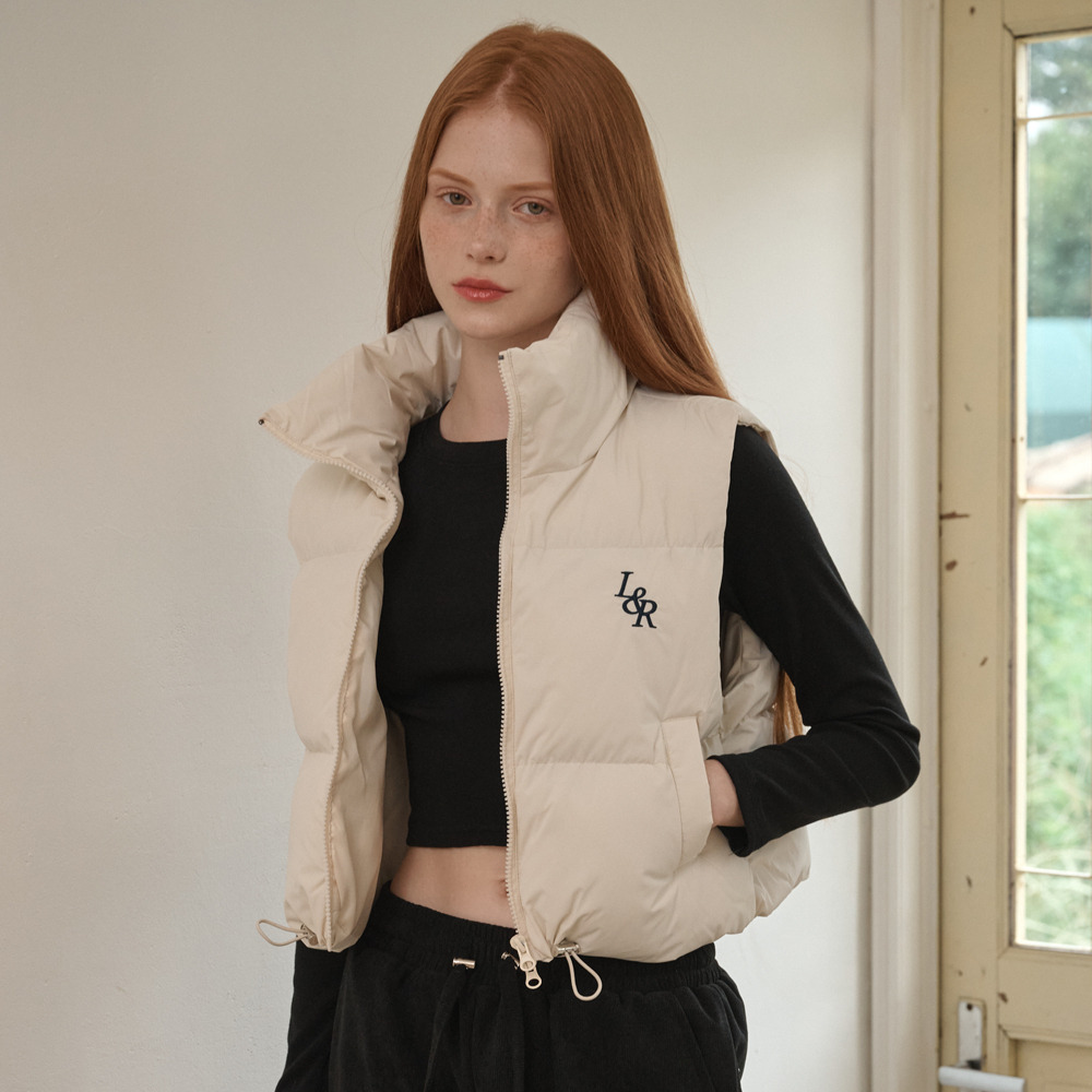 Crop padded vest Cream - HAGO(하고)