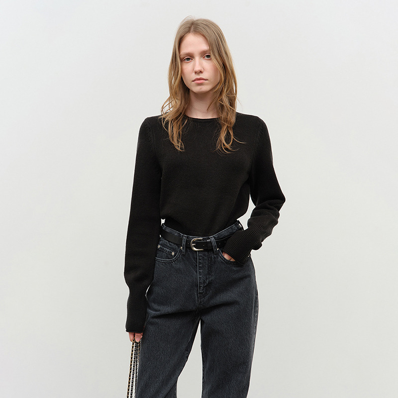 THUMBHOLE CUFF SWEATER BLACK_UDSW4D222BK - 하고(HAGO)