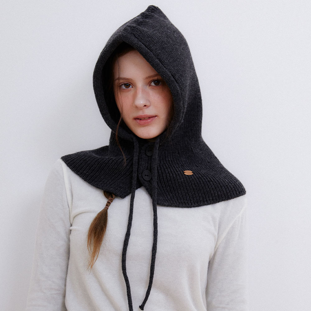 two button string balaclava (C056_charcoal) - 하고(HAGO)