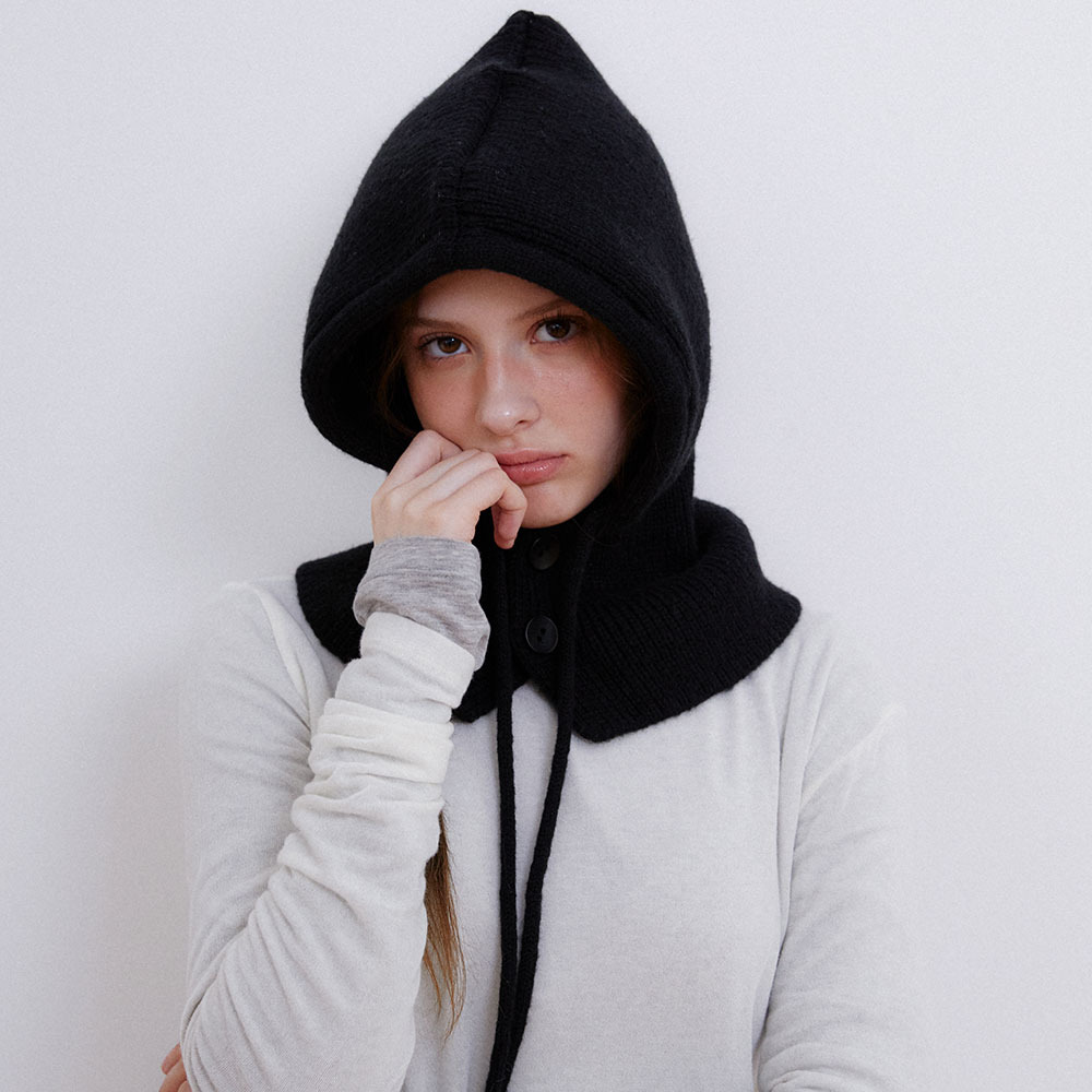 [25%쿠폰]two button string balaclava (C056_black) - HAGO(하고)