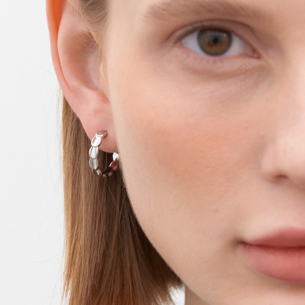 laurel wreath ring earrings (E037_silver) - HAGO(하고)