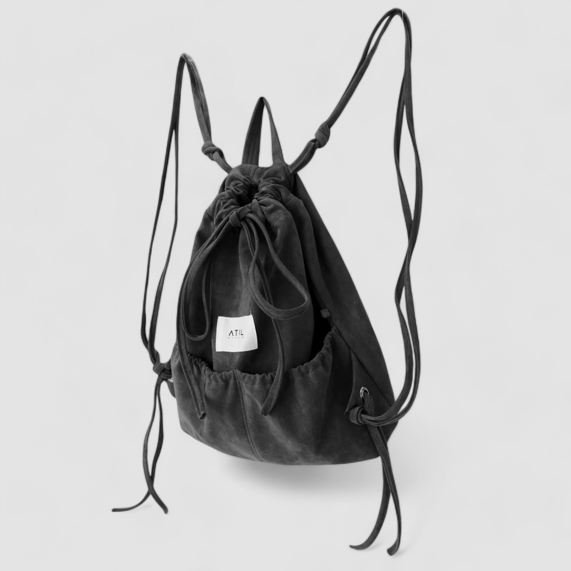Suede Daily String Backpack_ [BLACK] - 하고(HAGO)