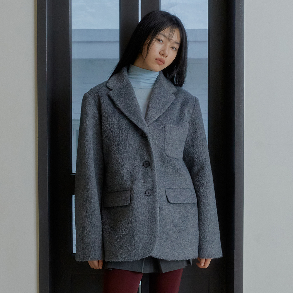 HAIRY WOOL JACKET (CHARCOAL) - 하고(HAGO)