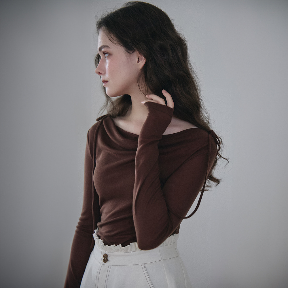 DRAPED STRING TOP_BROWN - HAGO(하고)