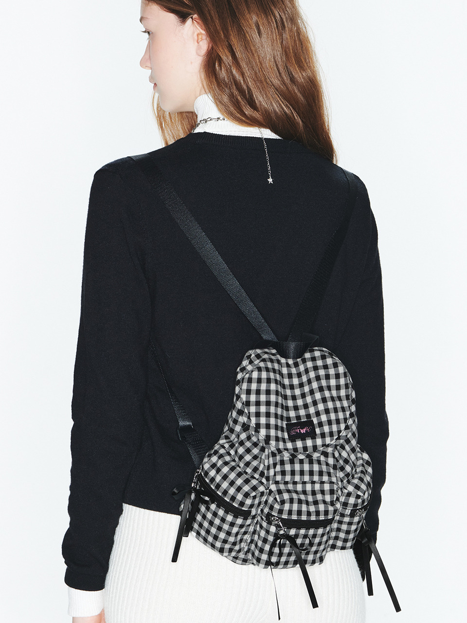BERRY POCKET BACKPACK - CHECK BLACK - 하고(HAGO)