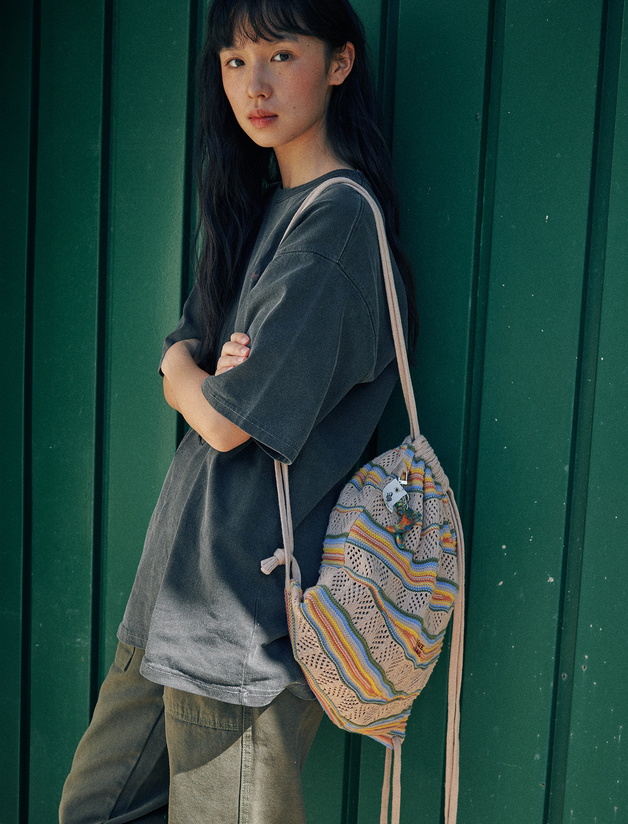 Slif Knit String Backpack Beige - 하고(HAGO)