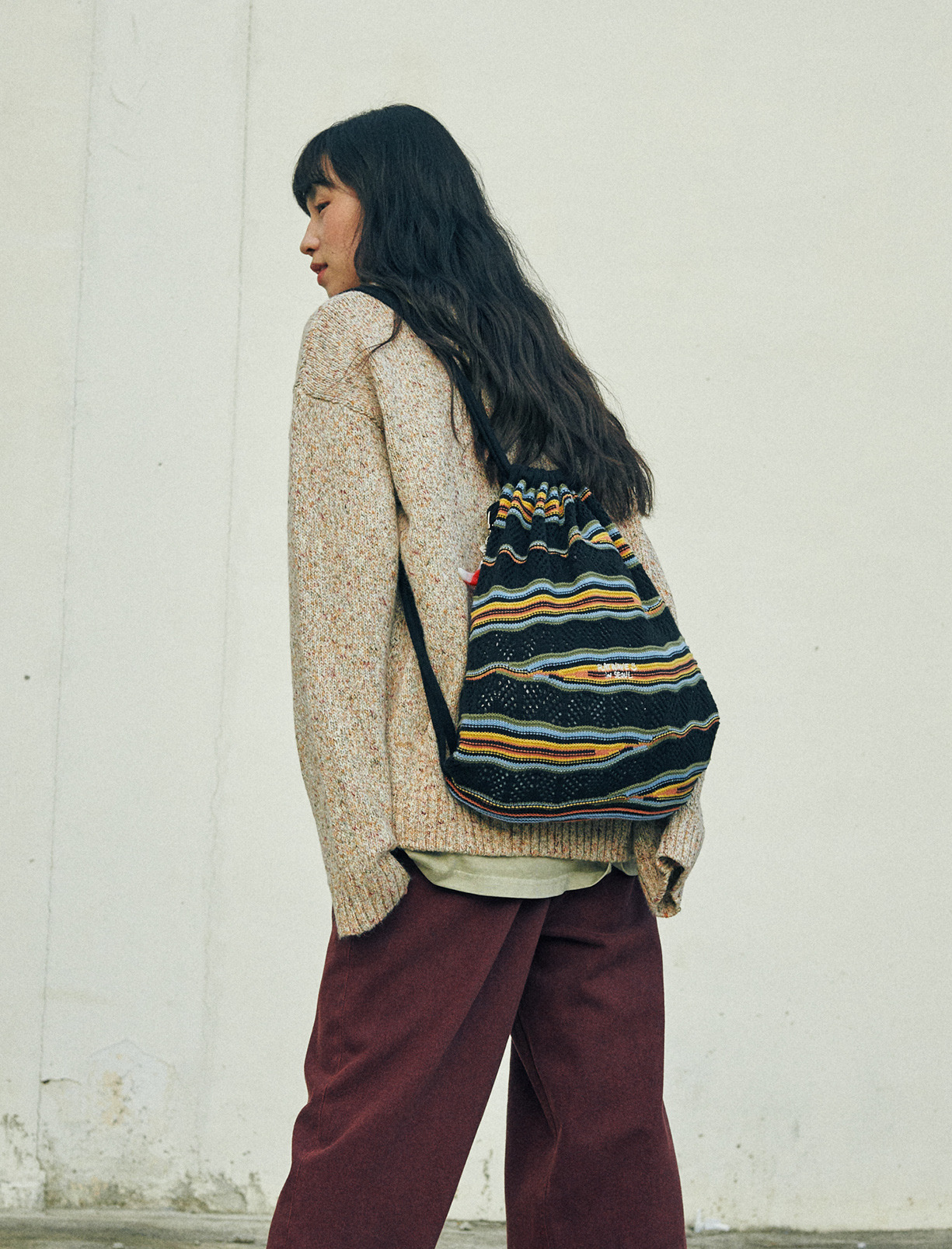 Slif Knit String Backpack Black - HAGO(하고)