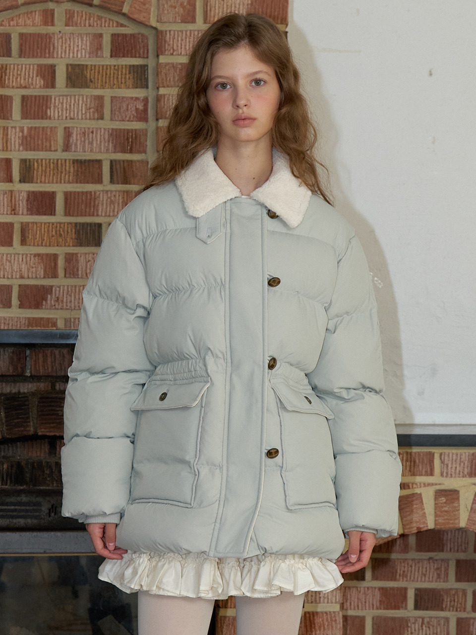 [25%쿠폰]A FUR COLLAR DUCK DOWN HALF PADDING_MINT - HAGO(하고)