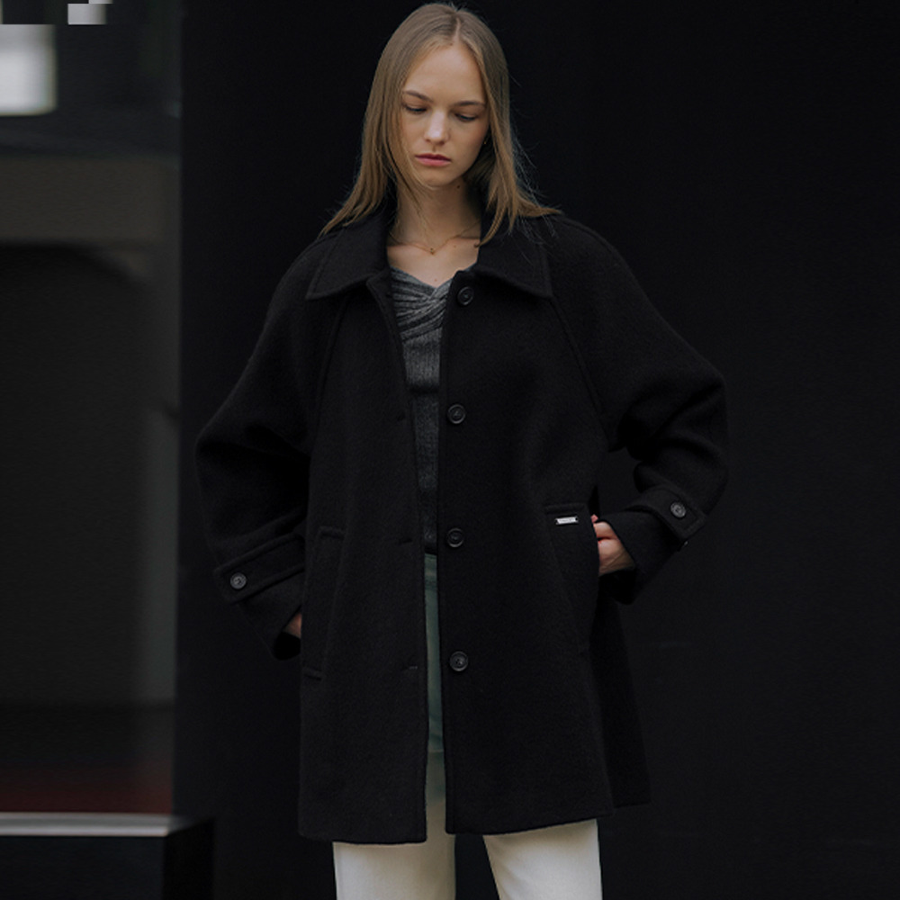 [2차-12/30예약배송]Wide collar wool blend half a-line coat_Butter - 하고(HAGO)