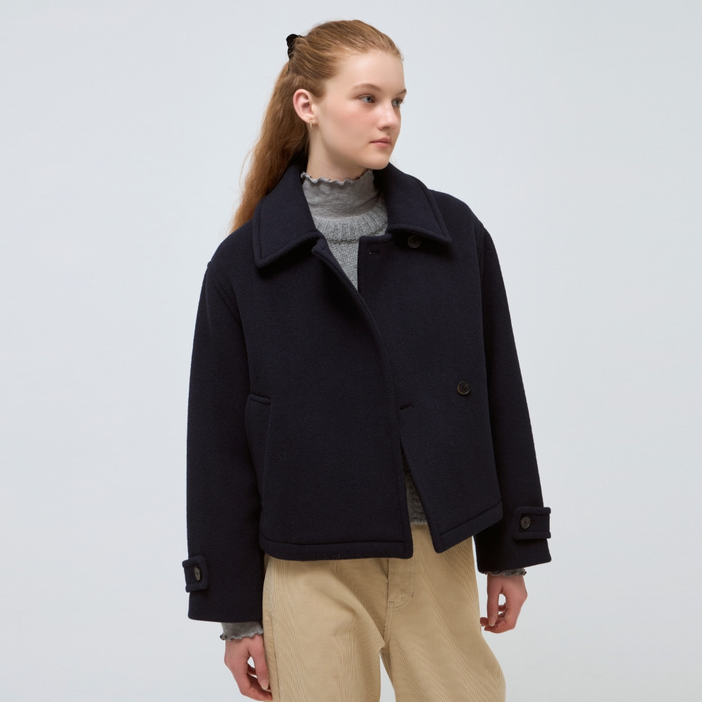 wool short coat - navy - 하고(HAGO)