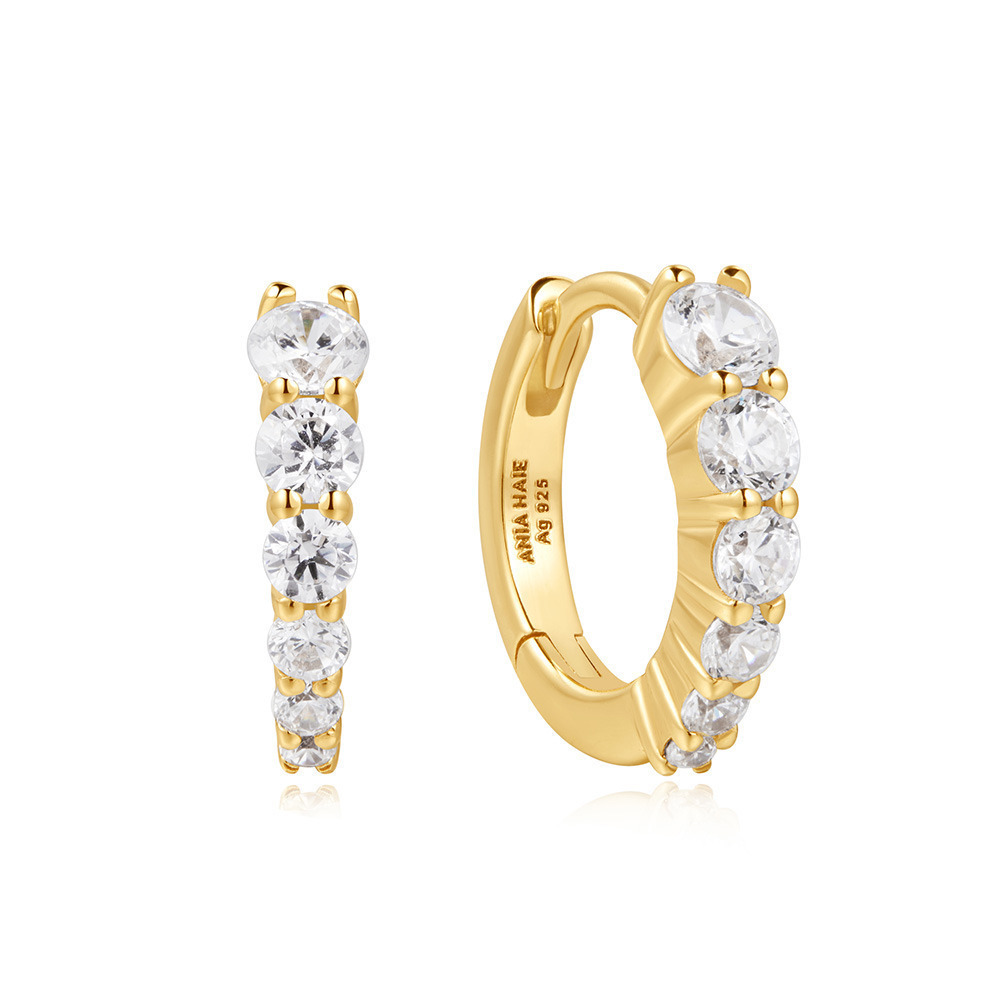 [장나라 착용] 골드 그래디언트 파베 925 실버 링 귀걸이 E061-06G - HAGO(하고)