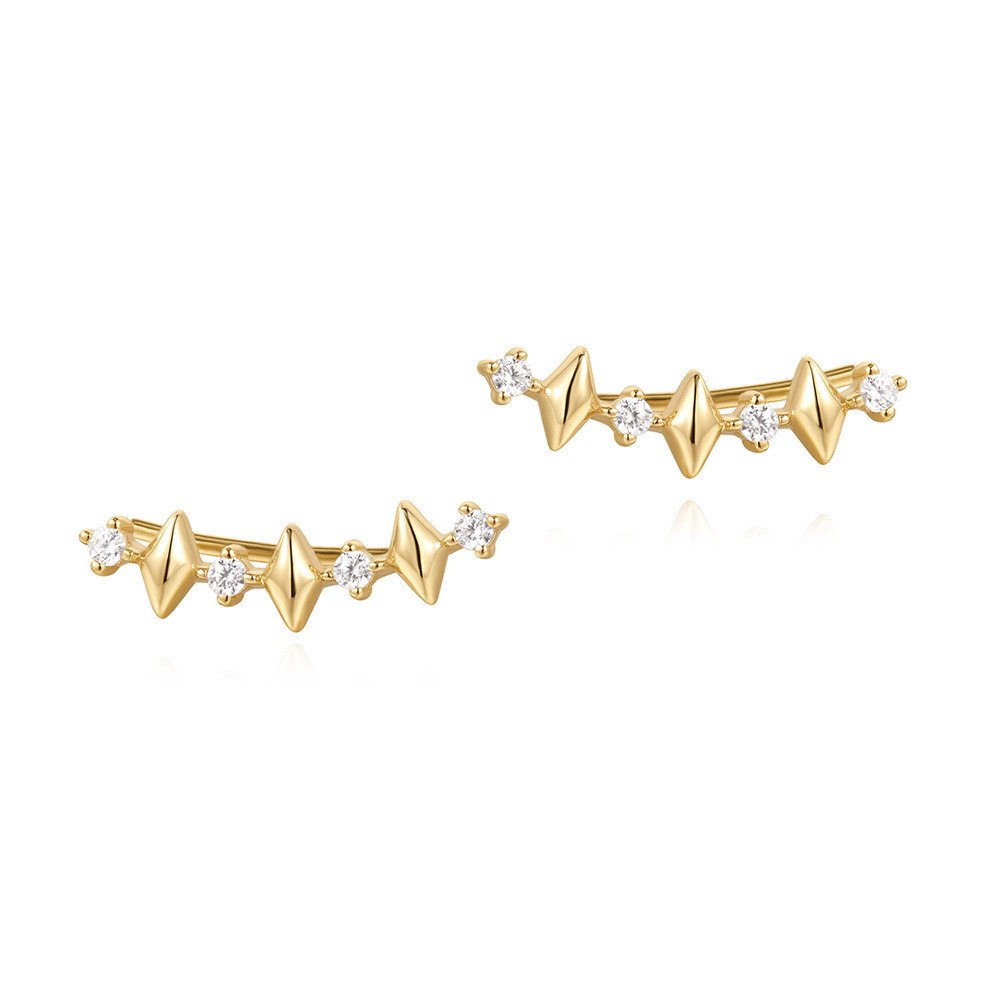 골드 멀티 스파클 클라이머 스터드 925 실버 귀걸이 E061-04G - HAGO(하고)