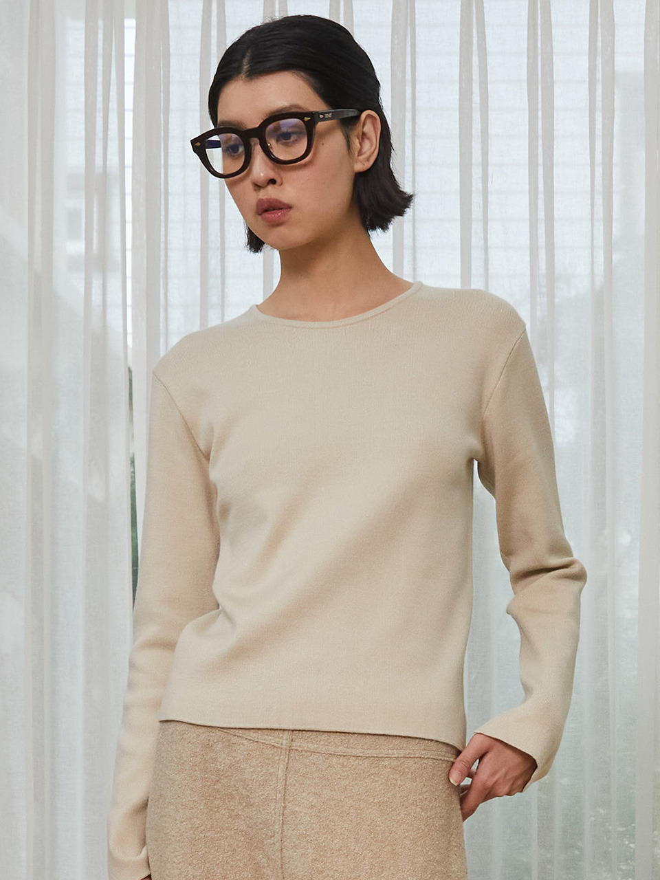 Chewy Basic Knit_Oat Ivory - 하고(HAGO)