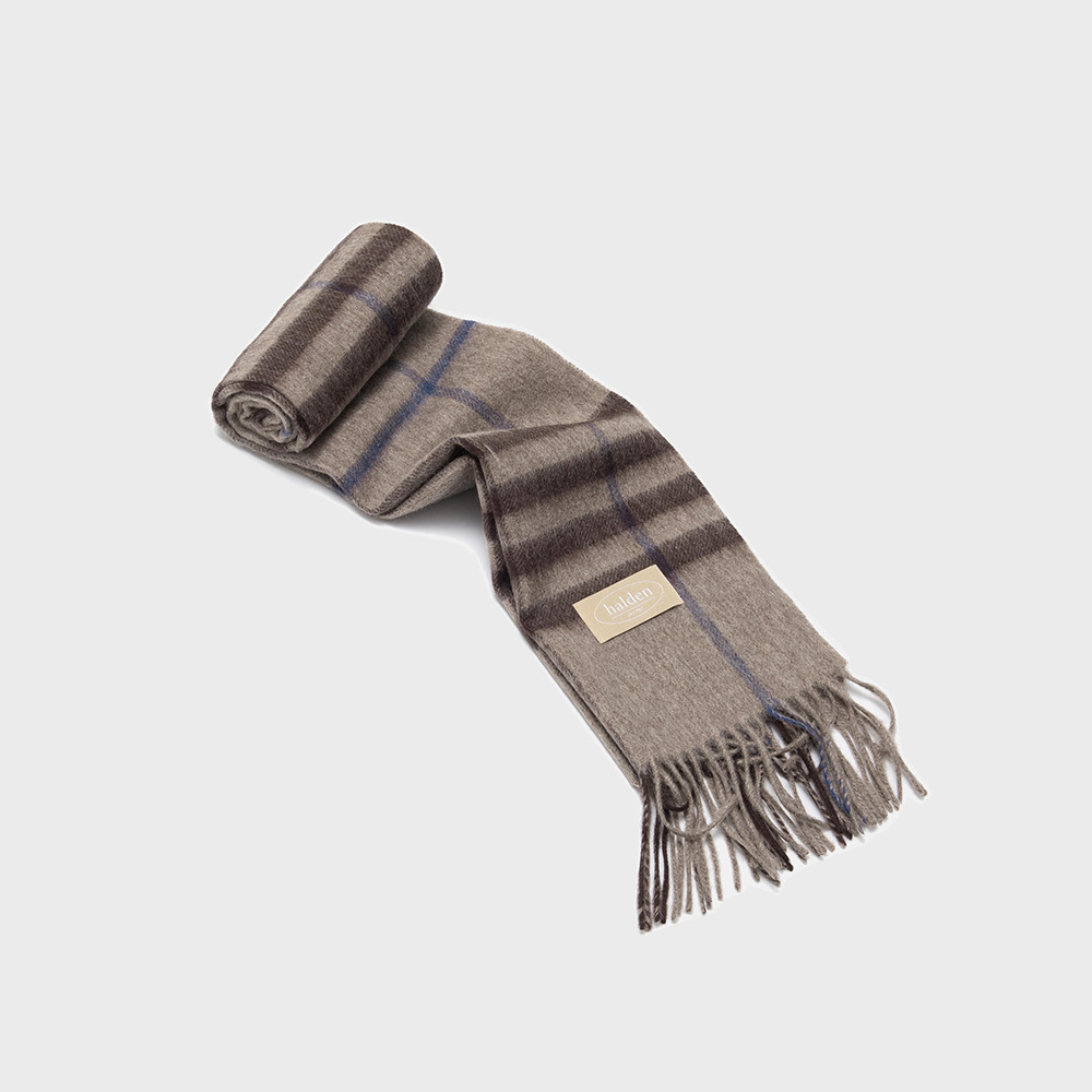 wool classic check muffler (M008_dark beige) - 하고(HAGO)