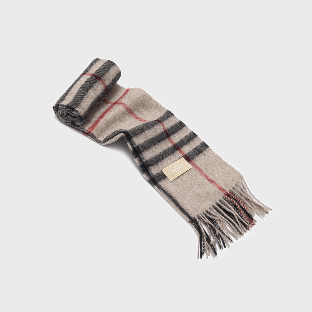 wool classic check muffler (M008_beige) - HAGO(하고)