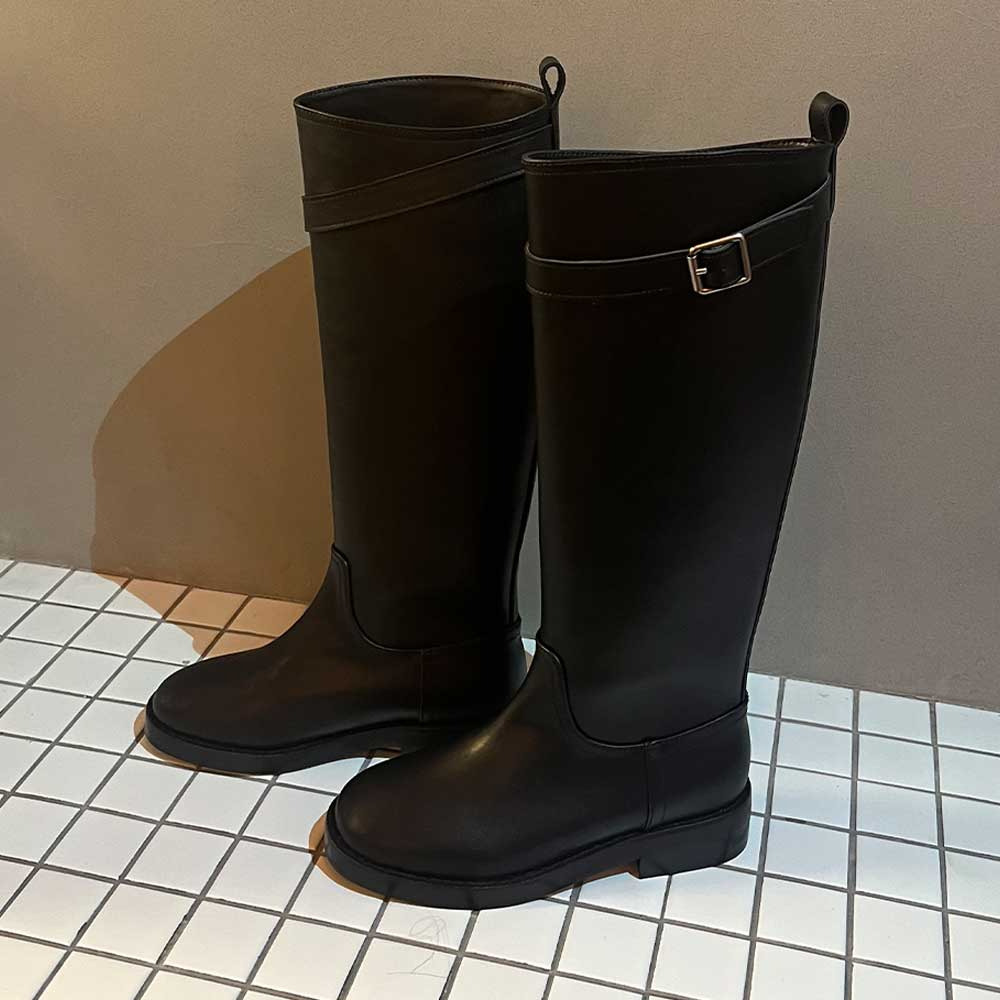 Emma buckle long boots_black 엠마 버클 롱 부츠 3.5cm - HAGO(하고)