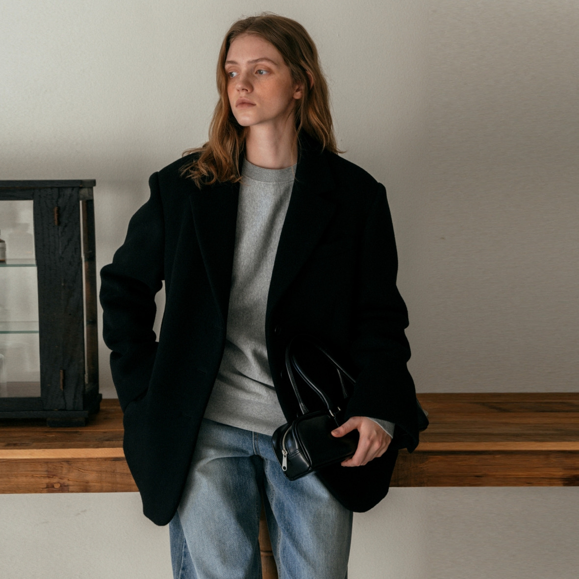 WOOL CLASSIC HALF COAT BLACK - 하고(HAGO)