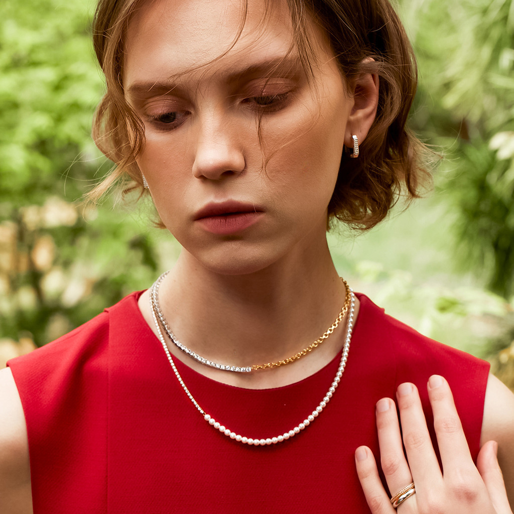 [실버925] PEARL BB TENNIS NECKLACE - HAGO(하고)