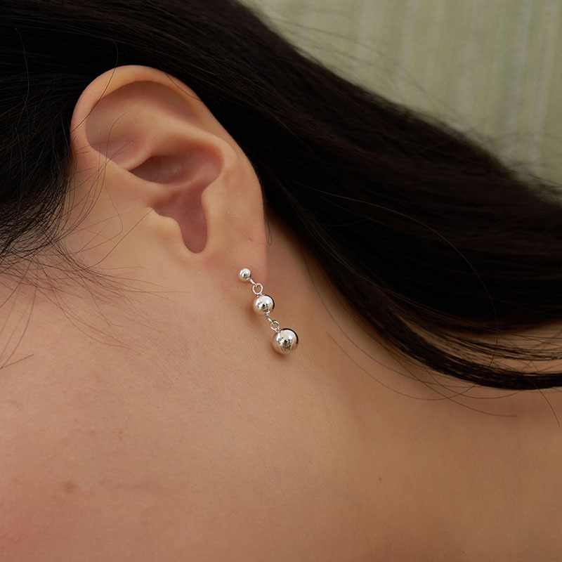 silver bead earring - HAGO(하고)