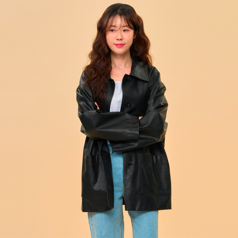 Overfit fake leather jacket - 하고(HAGO)