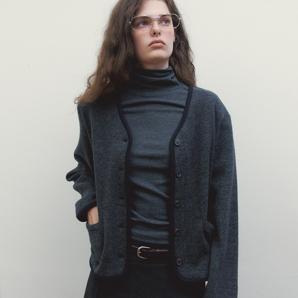 CLASSIC KNIT JACKET - CHARCOAL - 하고(HAGO)