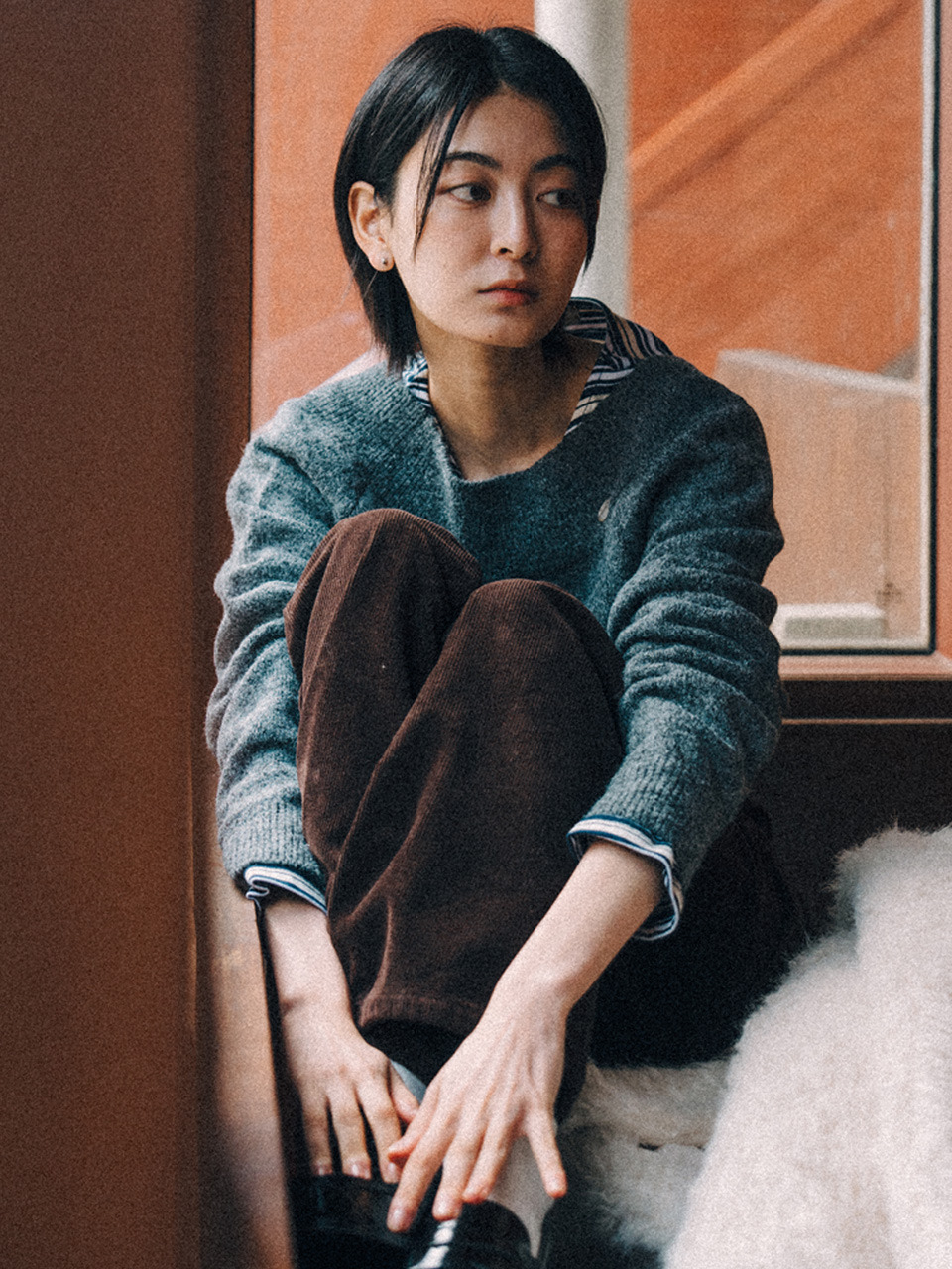 A 2 WAY DEEP V NECK KNIT_GREY - 하고(HAGO)