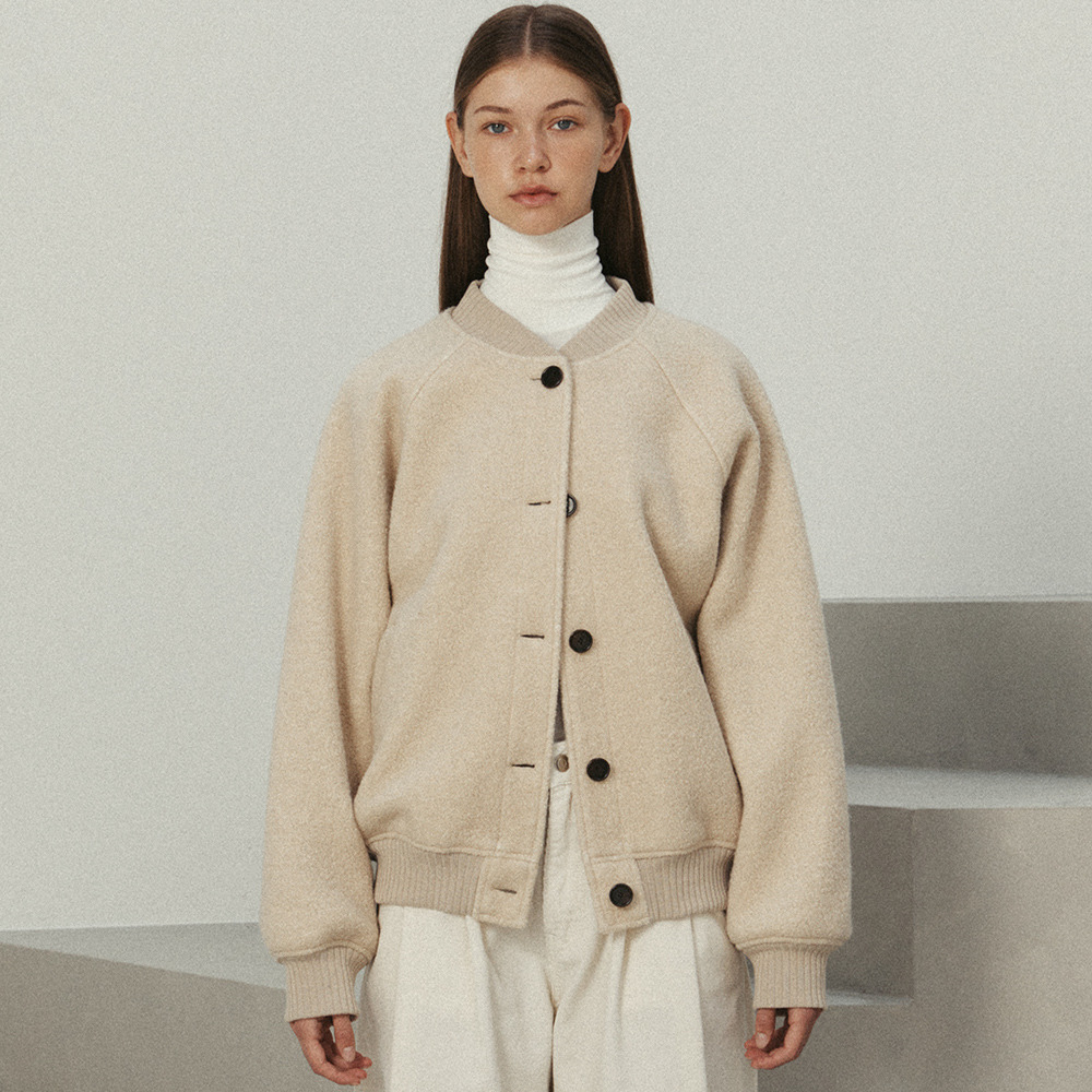 boucle wool blouson jacket (beige) - 하고(HAGO)