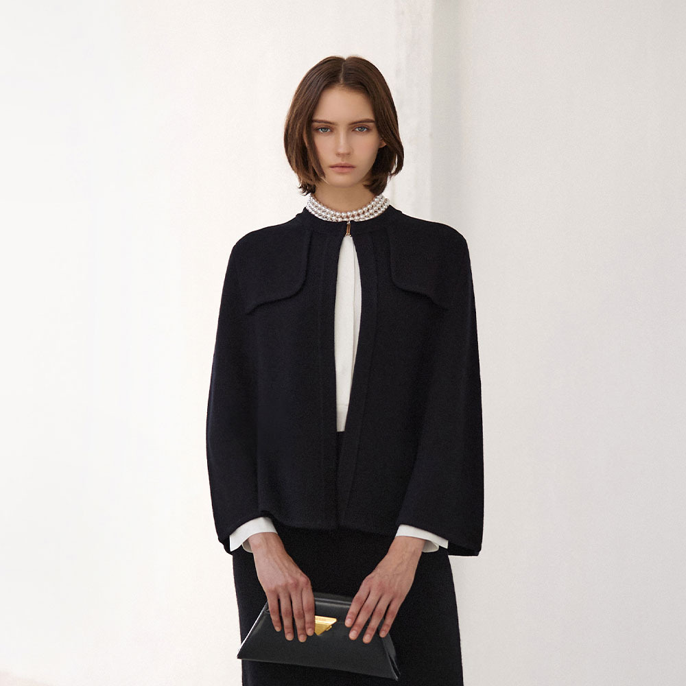 Knit Cape Jacket Black - 하고(HAGO)