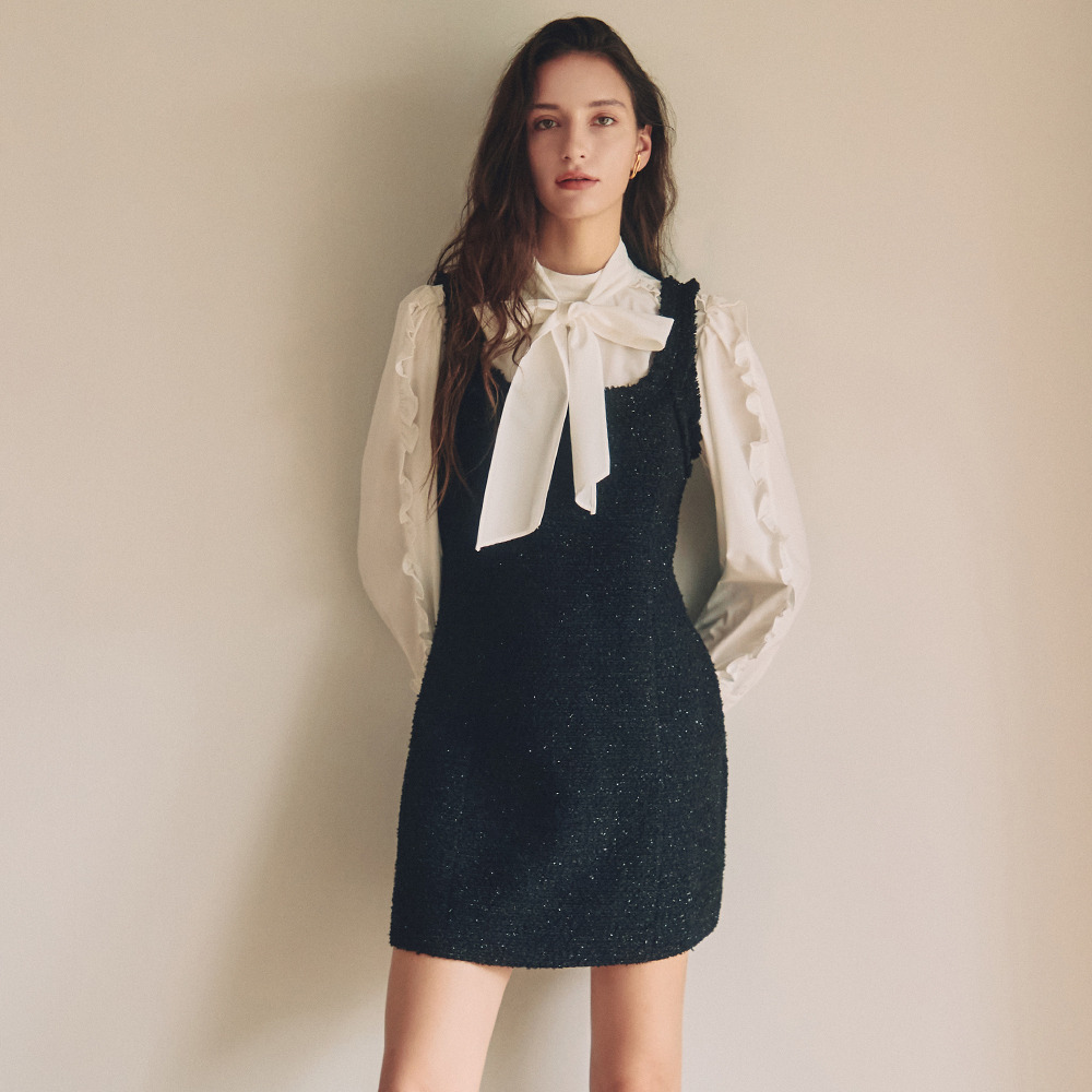 Victoria / Neck Point Tweed Mini Dress - HAGO(하고)