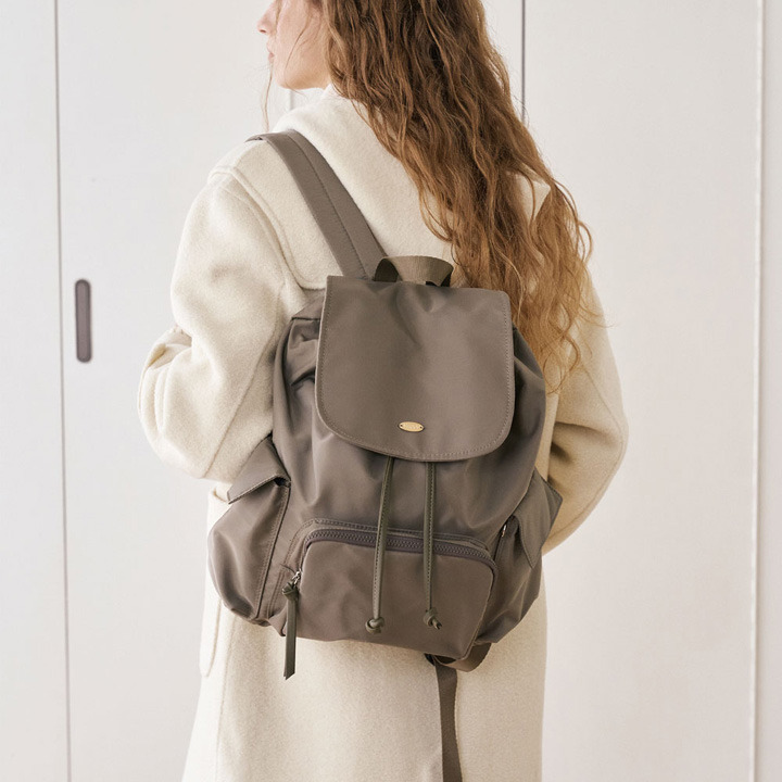 POCKET NYLON BACKPACK_KHAKI - HAGO(하고)