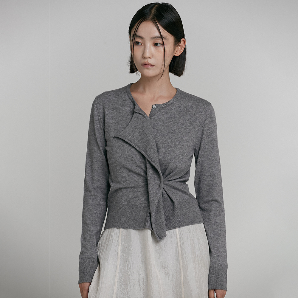 WRAP BUTTON CARDIGAN [GREY] - 하고(HAGO)
