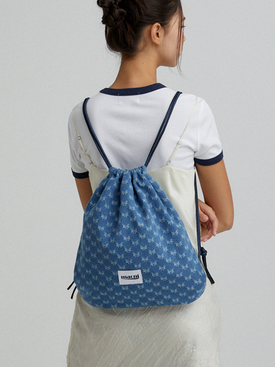 DRAWSTRING DENIM BACKPACK_DENIM - HAGO(하고)