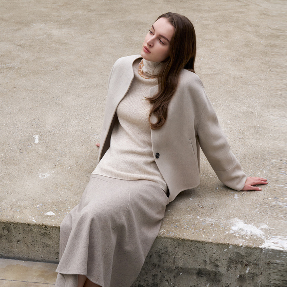 Collarless crop hand-made jacket M4D778 - HAGO(하고)