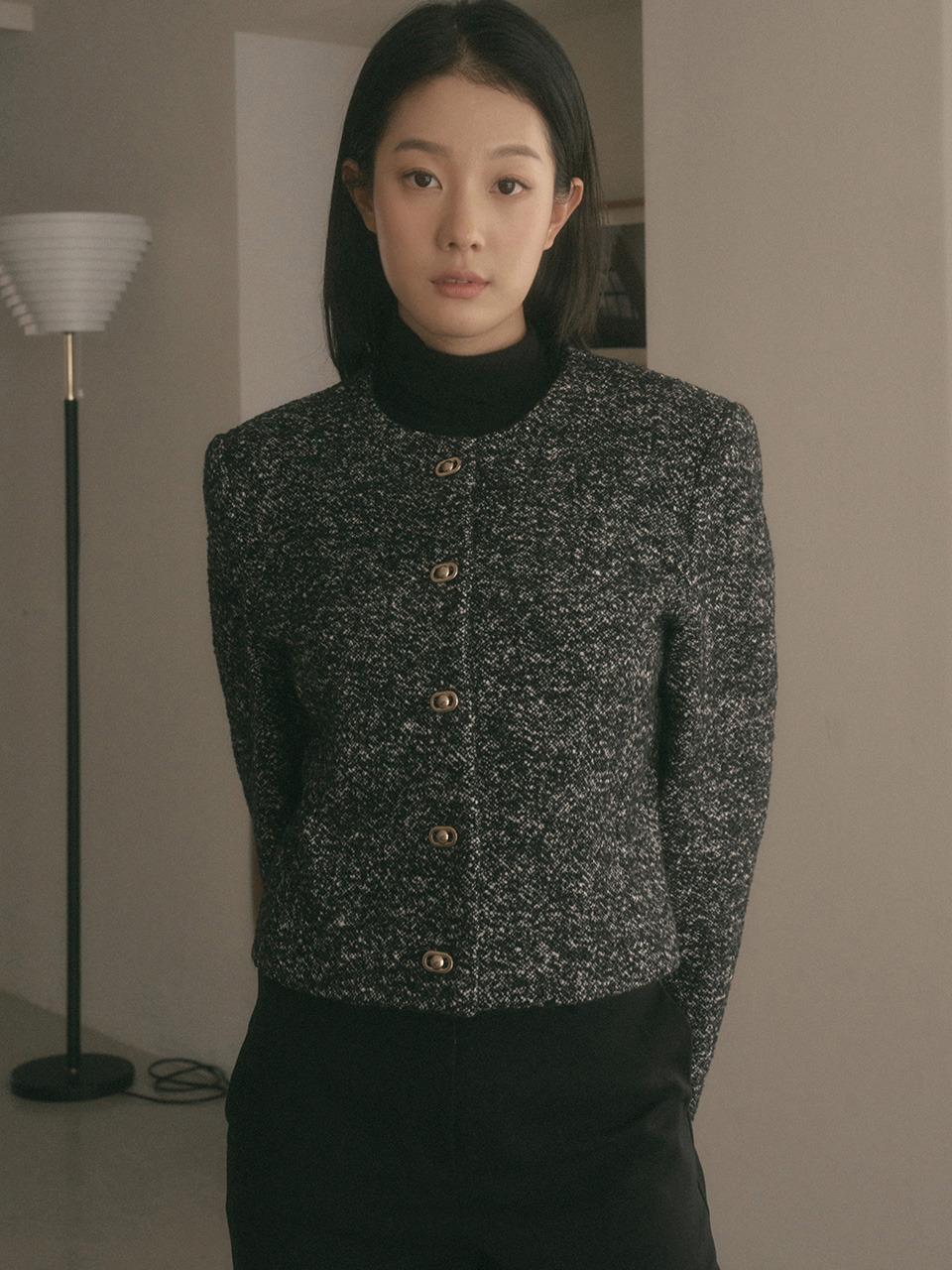home tweed jacket_black - HAGO(하고)