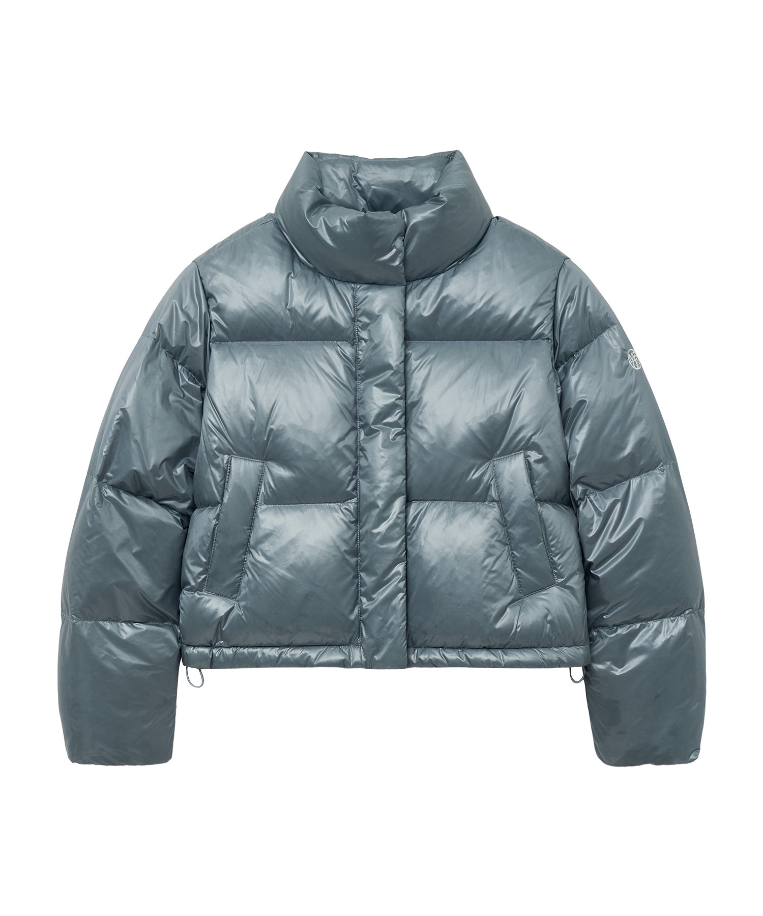 W GLOSSY DUCK DOWN CROP PUFFER ash blue - HAGO(하고)