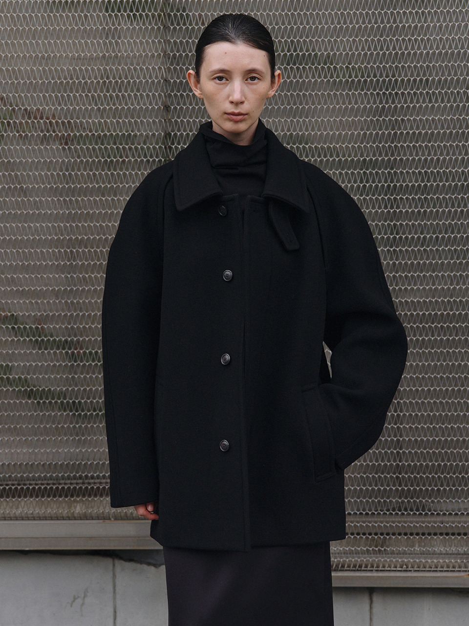 Hard Wool Balmacaan Jacket_Black - HAGO(하고)
