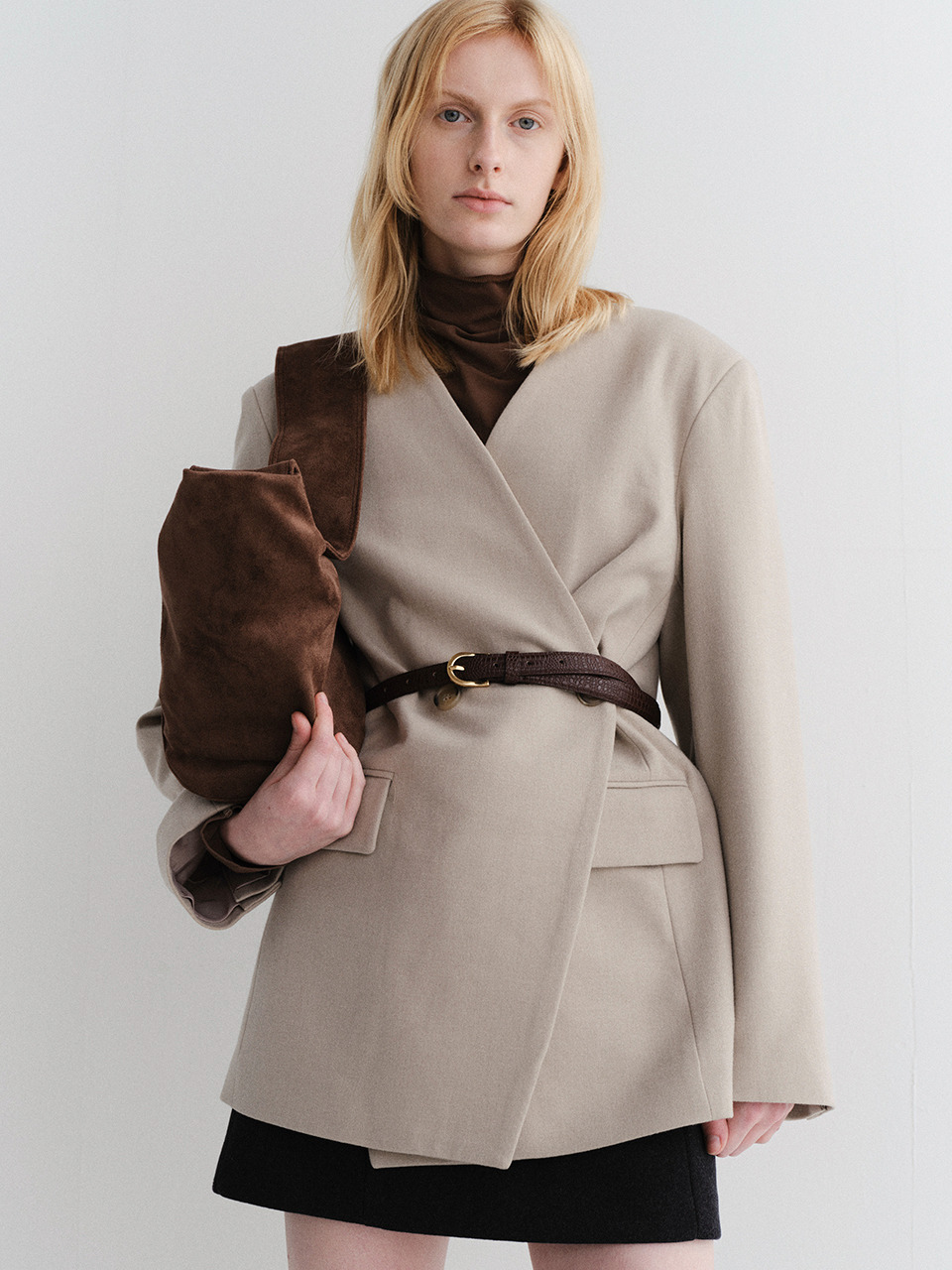 [특가~1.24]collarless jacket_sand beige - 하고(HAGO)