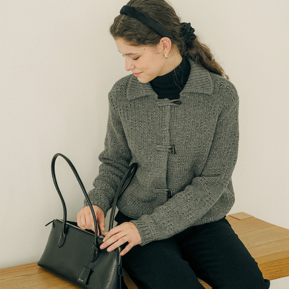 Dia button point wool blended cardigan_Gray - 하고(HAGO)