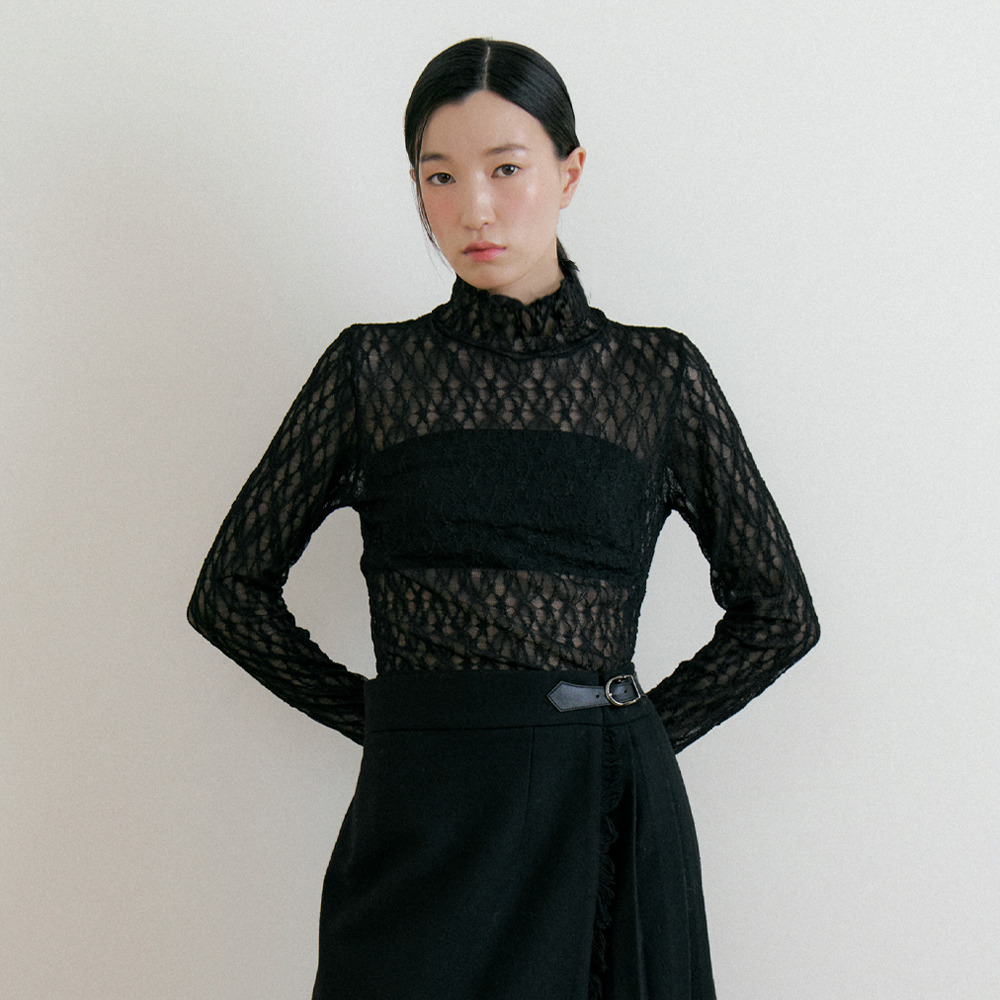 Lace Turtleneck (black) - HAGO(하고)