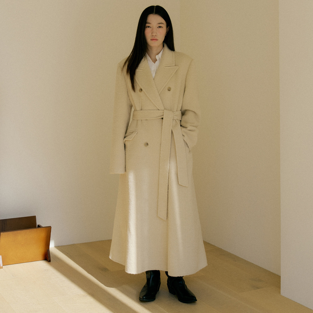 Double Wool Maxi Coat (light beige) - 하고(HAGO)