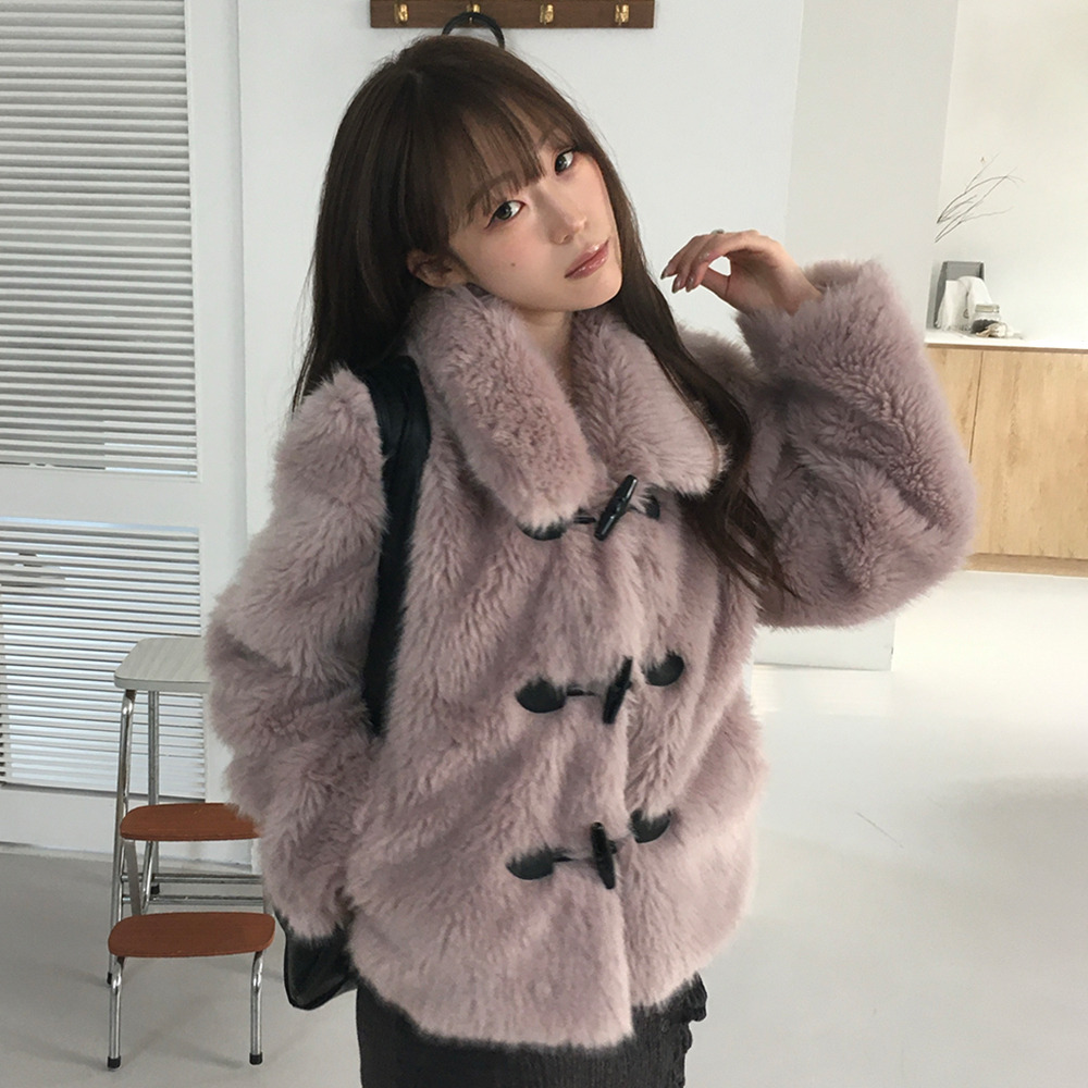 TOGGLE FUR JACKET (PURPLE) - 하고(HAGO)
