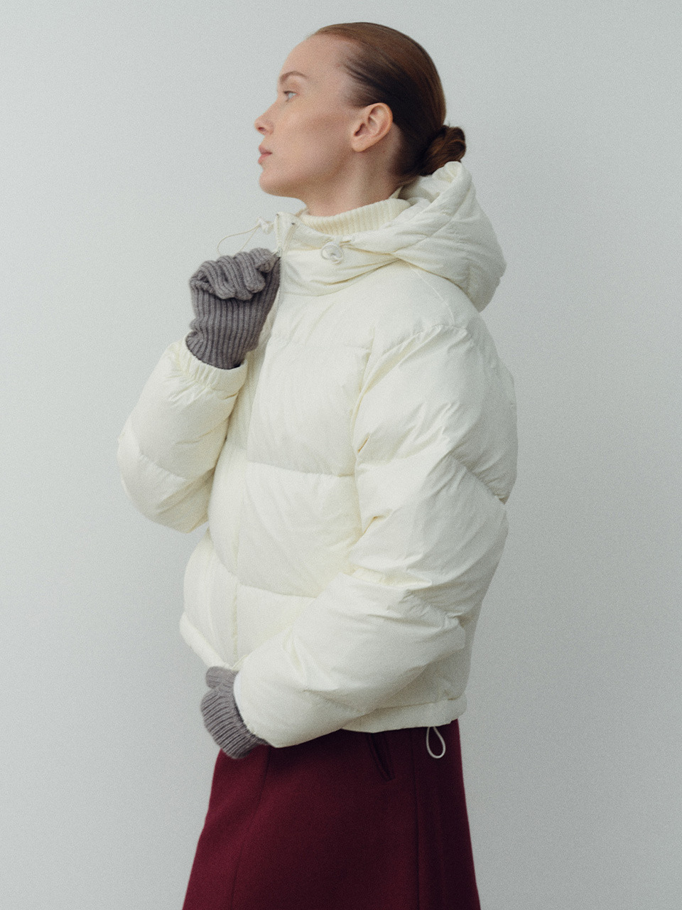 high-neck padding jumper_ivory - 하고(HAGO)