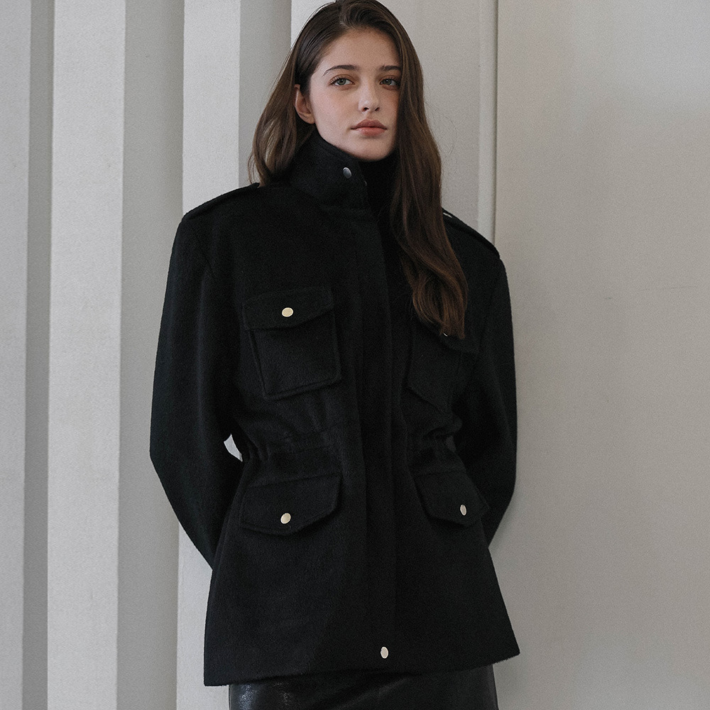 Pocket Half Wool Jacket [Black] - 하고(HAGO)