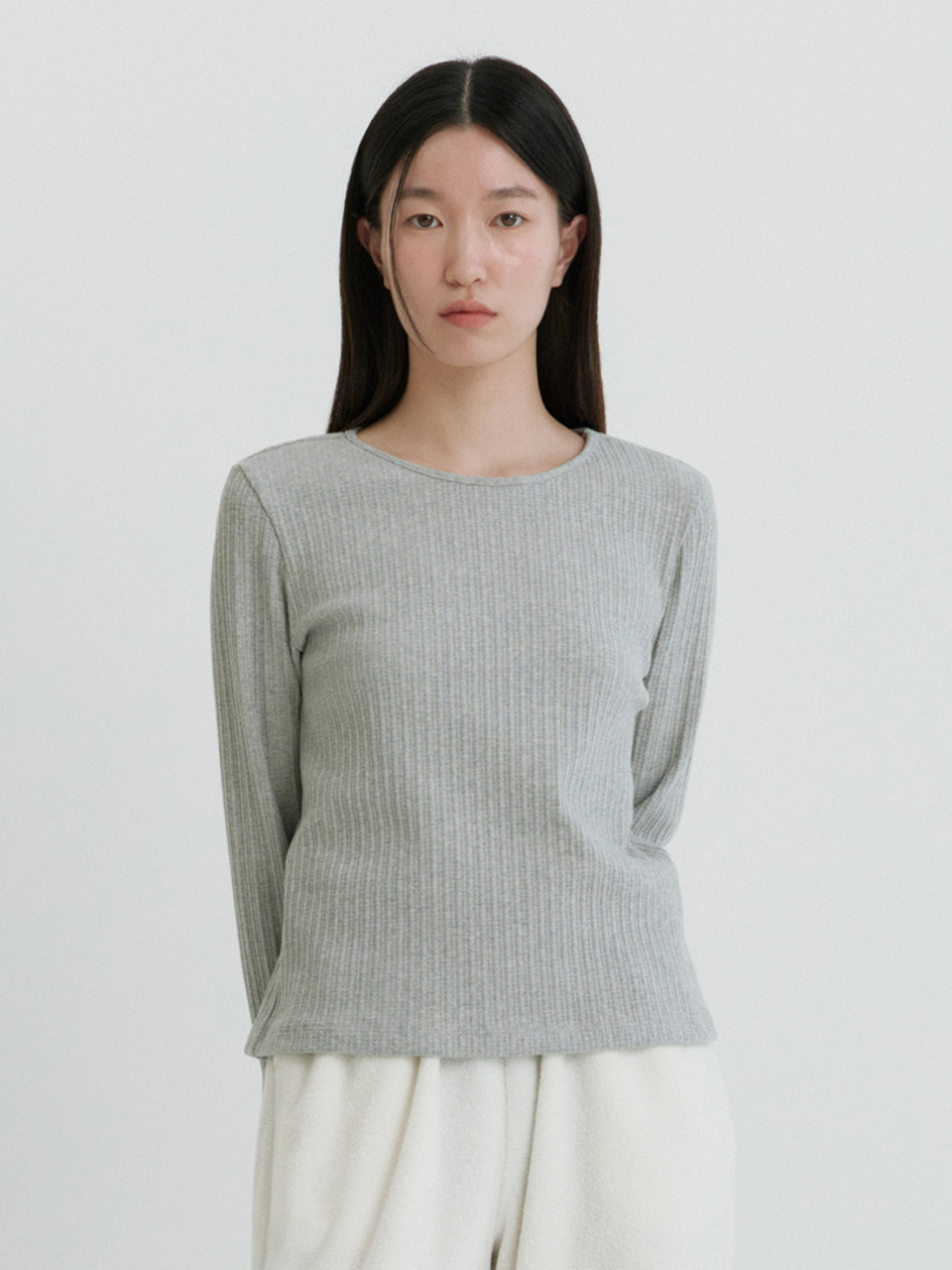 Long Sleeve T-Shirts-Grey - HAGO(하고)