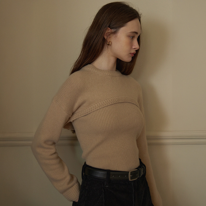 Cropped Pullover top set (Ivory, Beige, Black) - 하고(HAGO)